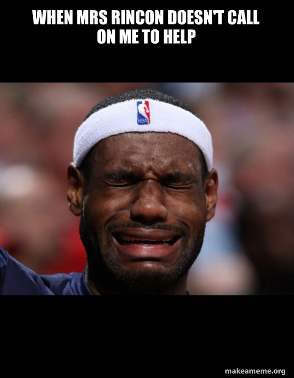 when Mrs Rincon doesn't call on me to help - Lebron Crying Meme Generator
