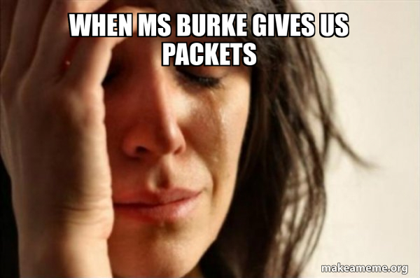 when ms burke gives us packets - First World Problems Meme Generator
