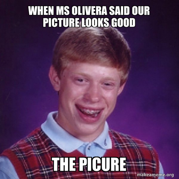 when ms olivera said our picture looks good the picure - Bad Luck Brian ...