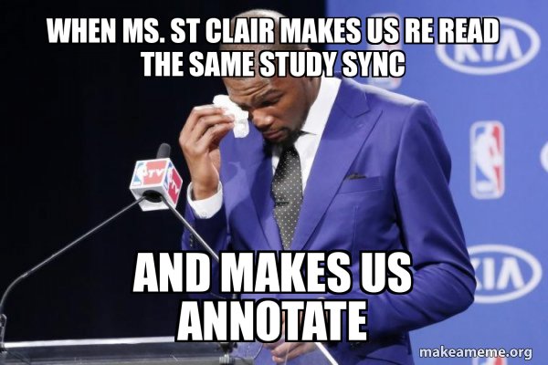 When Ms. St Clair makes us re read the same study sync And Makes Us ...