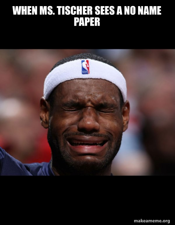 When Ms. Tischer sees a no name paper - Lebron Crying Meme Generator