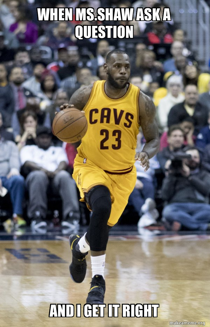 when ms.shaw ask a question and I get it right - Lebron James Meme ...