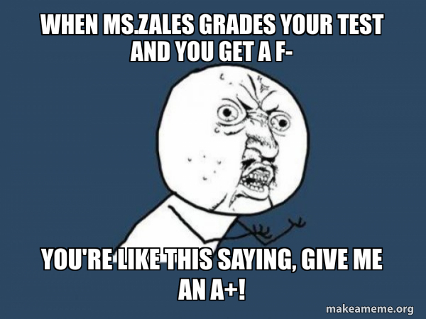 when Ms.zales grades your test and you get a F- you're like this saying ...
