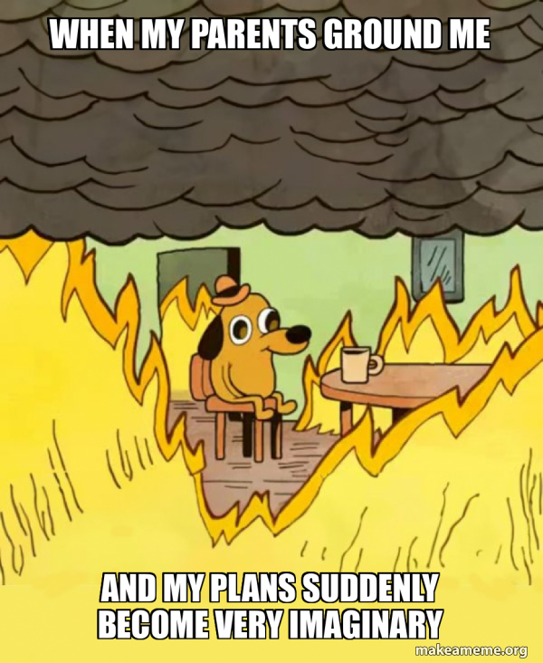 When my parents ground me And my plans suddenly become very imaginary ...