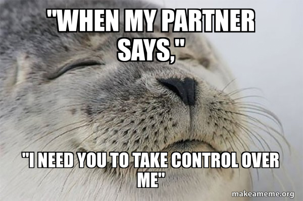 "When my partner says," "I need you to take control over me ...