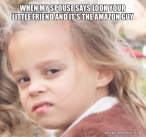 when my spouse says look your little friend and it's the amazon guy ...