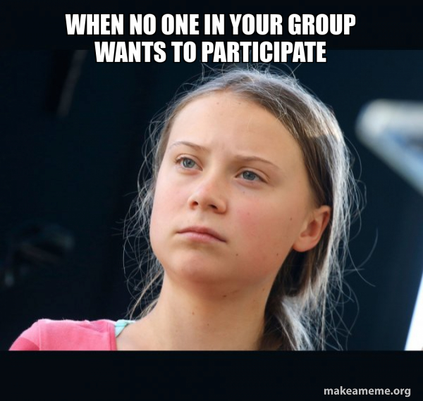 When no one in your group wants to participate - Greta Thunberg Meme ...