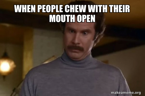When people chew with their mouth open - Ron Burgundy I am not even mad ...