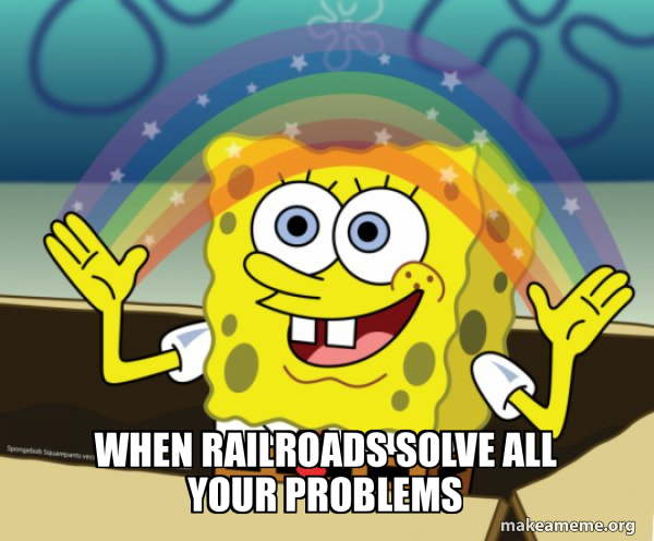 When railroads solve all your problems - Rainbow SpongeBob Meme Generator