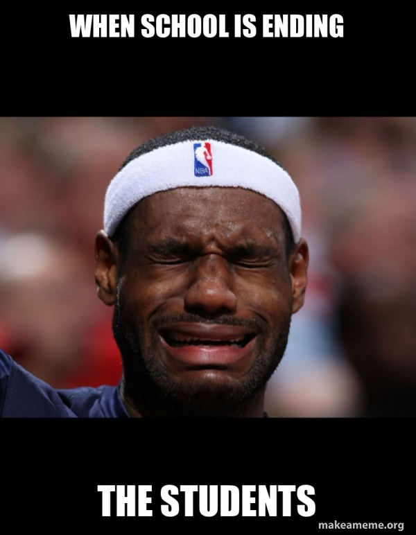 WHEN SCHOOL IS ENDING The students - Lebron Crying Meme Generator