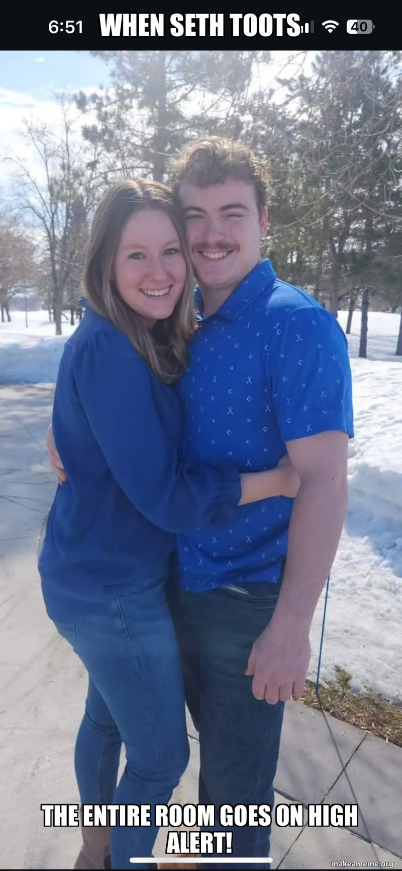 When Seth toots The entire room goes on high alert! Meme Generator