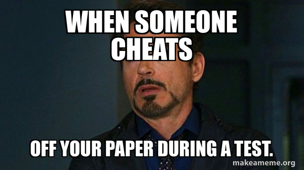 When someone cheats off your paper during a test. - Tony Stark Eye Roll ...