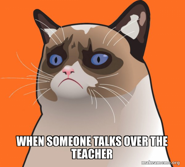 When someone talks over the teacher - Cartoon Grumpy Cat | Make a Meme