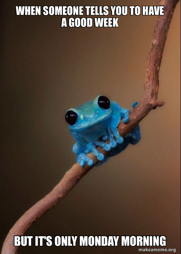 When someone tells you to have a good week But it's only Monday morning ...