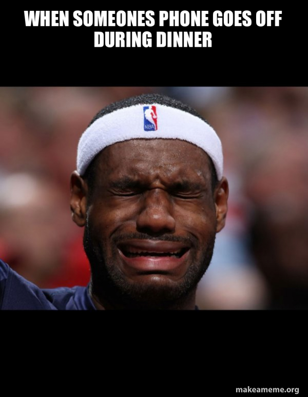 when someones phone goes off during dinner - Lebron Crying Meme Generator