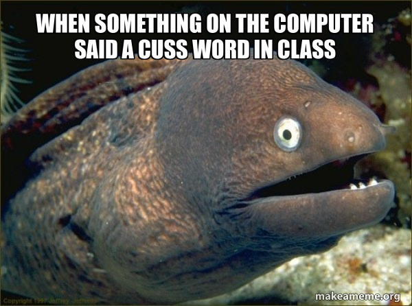 when something on the computer said a cuss word in class - Bad Joke Eel ...