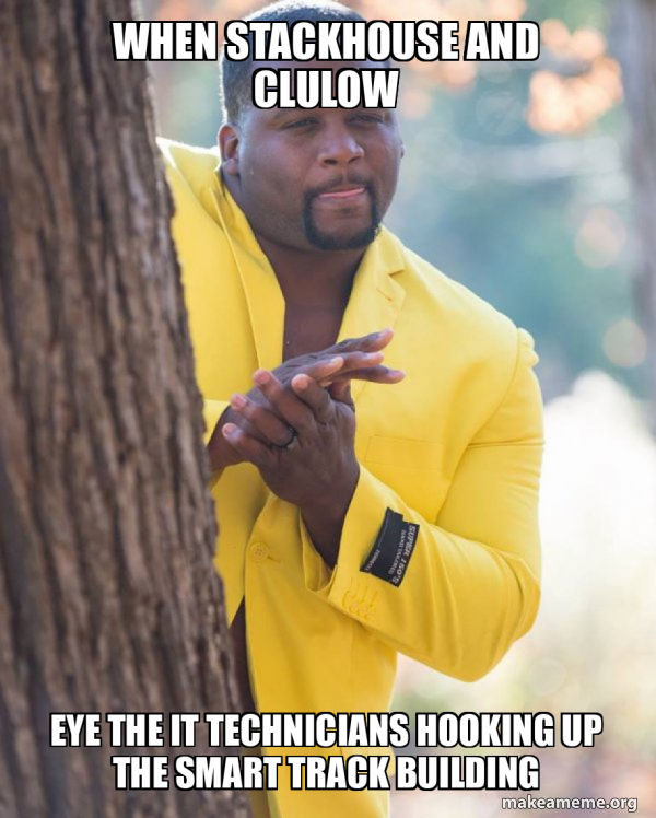 When STackhouse and Clulow eye the IT technicians hooking up the smart ...