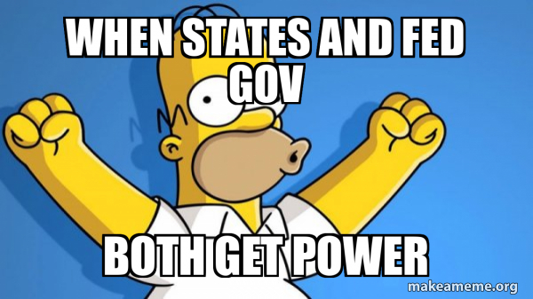 when states and fed gov both get power - Happy Homer Meme Generator