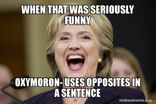 When that was seriously funny Oxymoron- uses opposites in a sentence ...