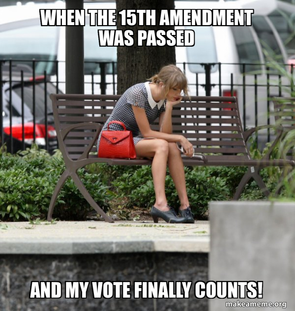 When the 15th Amendment was passed And my vote finally counts! - Sad ...