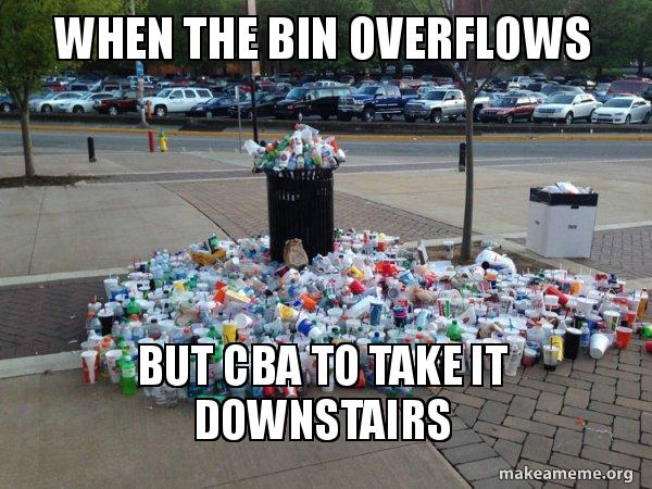 when the bin overflows but cba to take it downstairs - Canadian ...