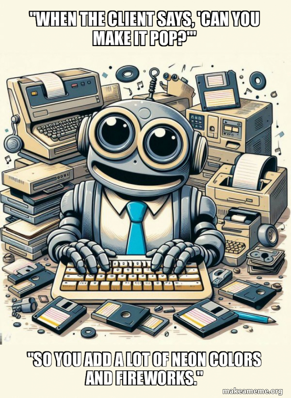 "When the client says, 'Can you make it pop?'" "So you add a lot of ...