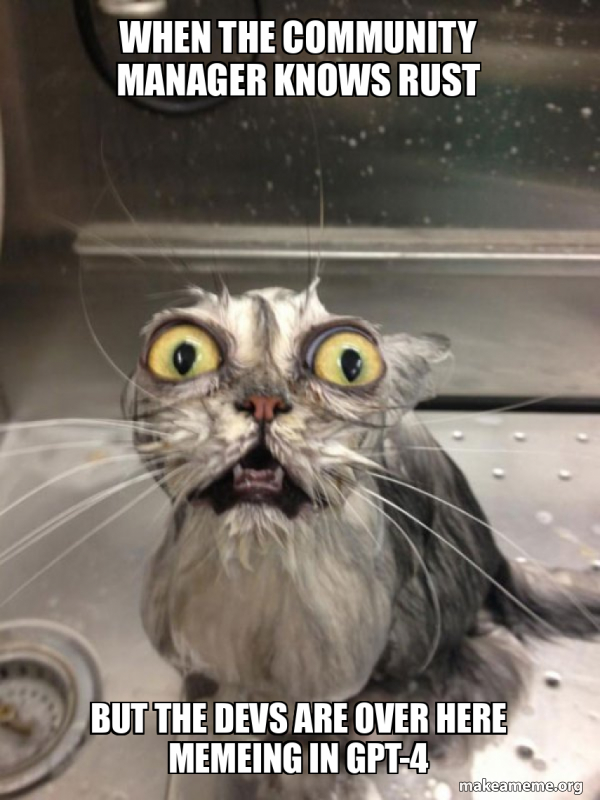 When the community manager knows Rust But the devs are over here ...