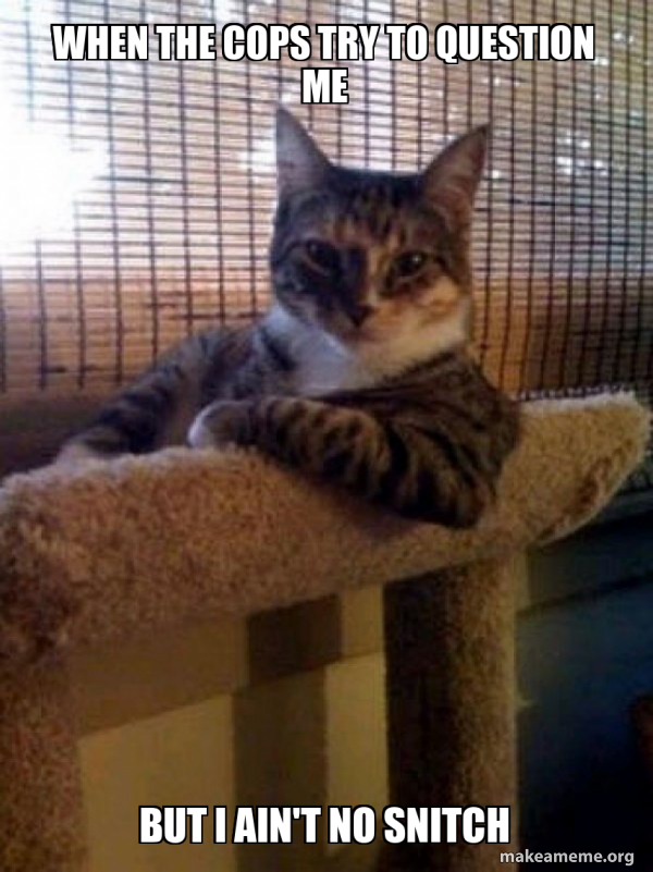 when the cops try to question me but i ain't no snitch - The Most ...