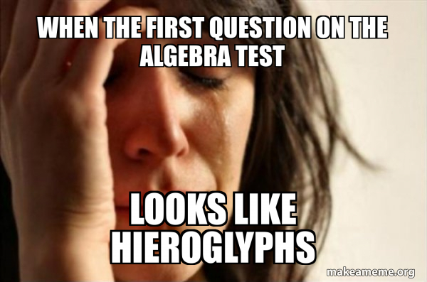 when the first question on the algebra test looks like hieroglyphs ...