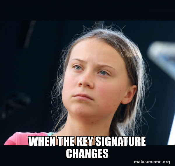 When the key signature changes - Greta Thunberg Meme Generator