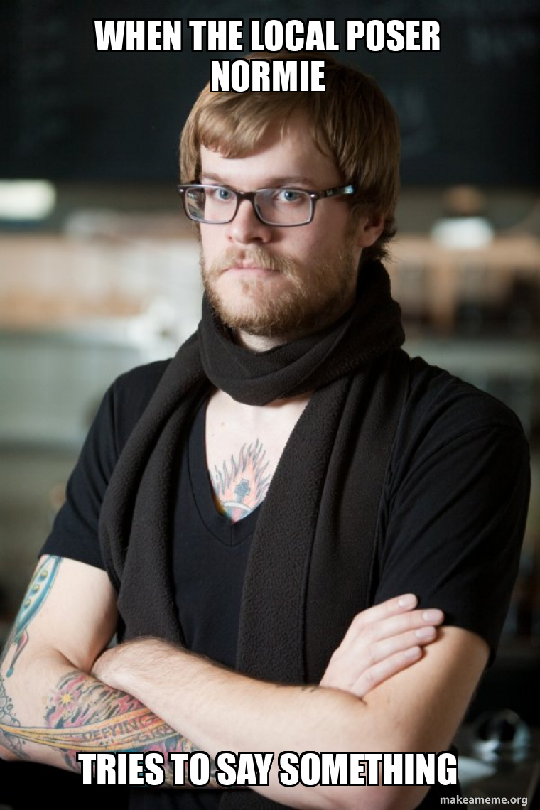 WHEN THE LOCAL POSER NORMIE TRIES TO SAY SOMETHING - Hipster Barista ...