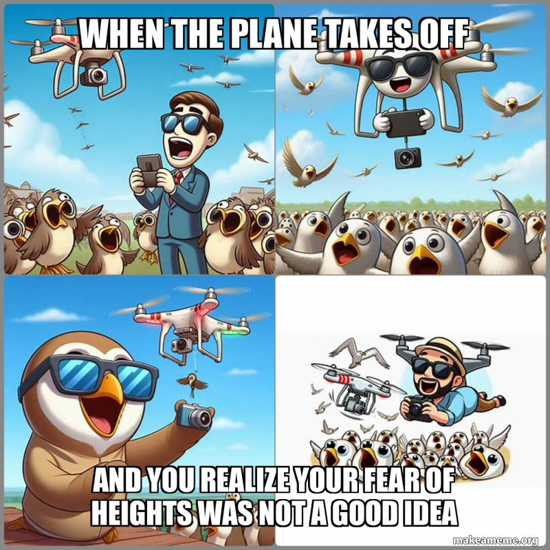 When the plane takes off And you realize your fear of heights was not a ...