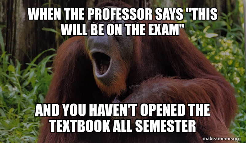 When the professor says "this will be on the exam" And you haven't ...