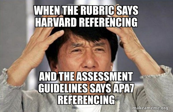 When the rubric says Harvard Referencing And the Assessment Guidelines ...