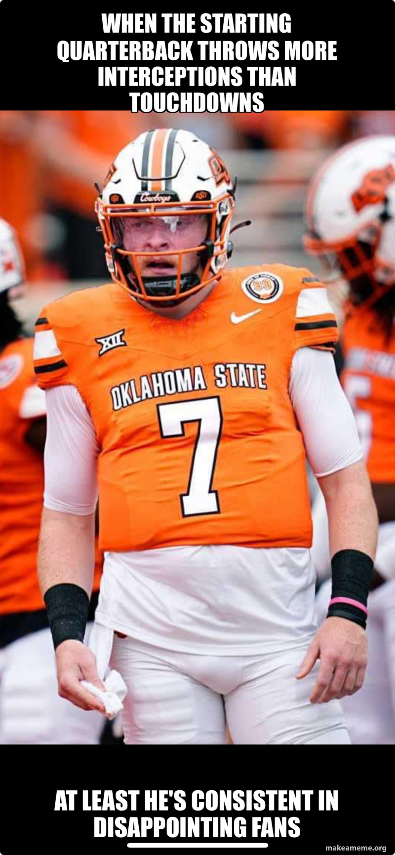 When the starting quarterback throws more interceptions than touchdowns ...