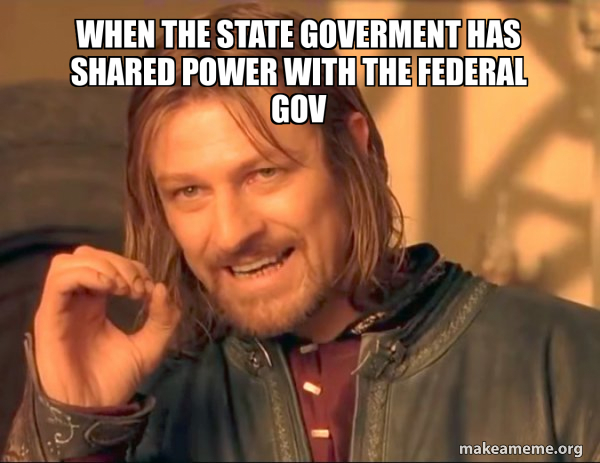 when the state goverment has shared power with the federal gov - One ...