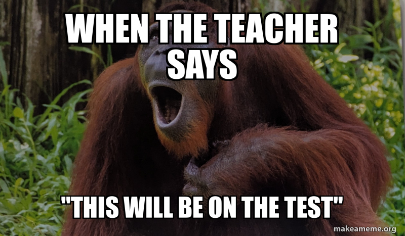 When the teacher says "This will be on the test" Meme Generator