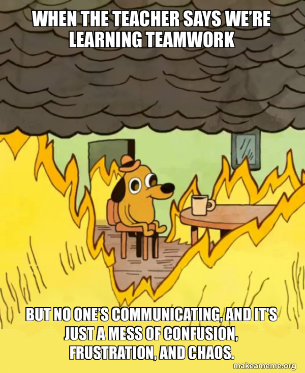 When the teacher says we’re learning teamwork But no one’s ...