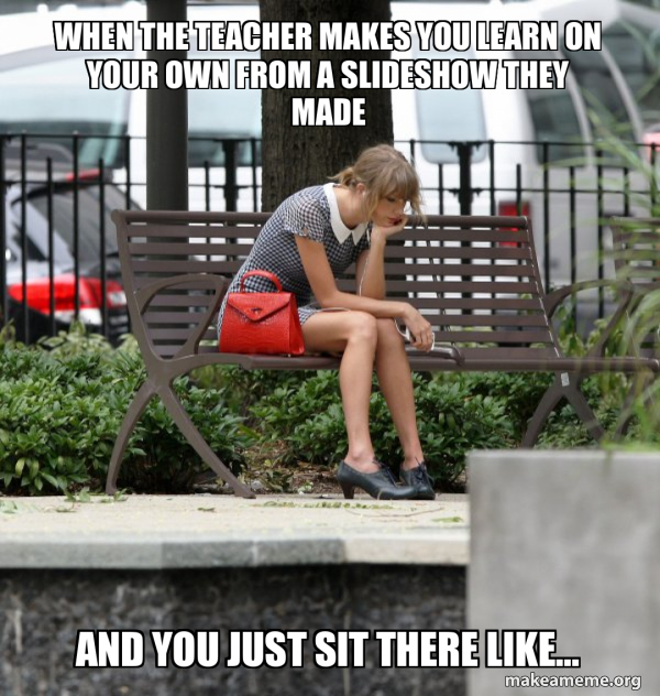 When the teacher makes you learn on your own from a slideshow they made ...