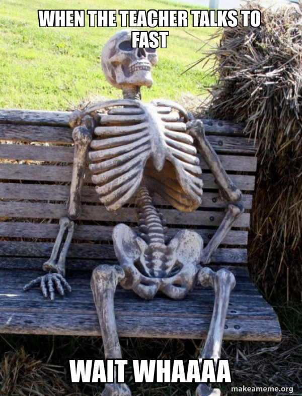 when the teacher talks to fast wait whaaaa - Waiting Skeleton Meme ...