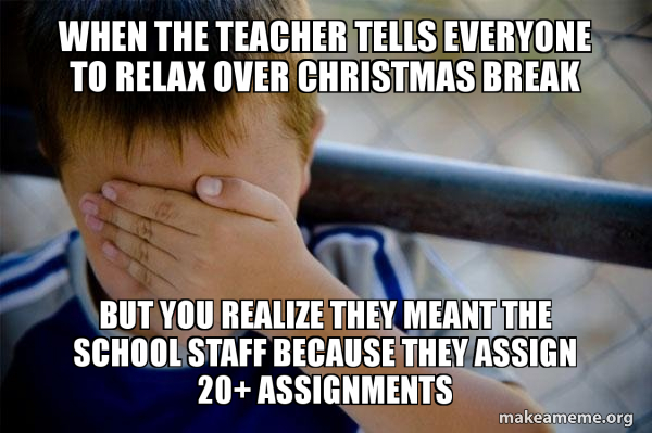 When the teacher tells everyone to relax over christmas break But you ...