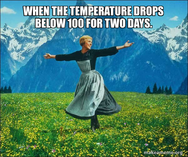When the temperature drops below 100 for two days. - Sound of Music ...