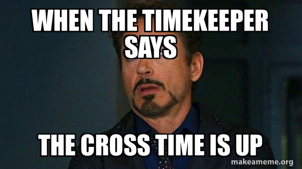 When the timekeeper says The cross time is up - Tony Stark Eye Roll ...