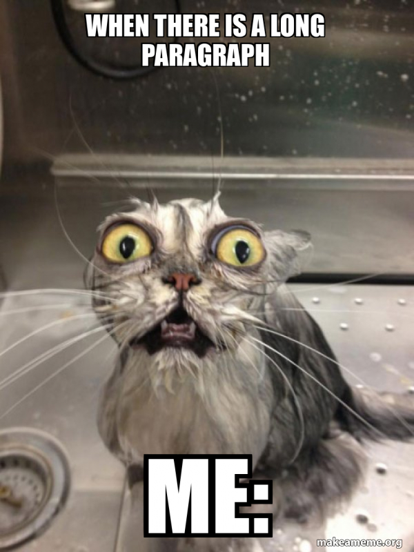 When there is a long Paragraph Me: - Cat bath Meme Generator
