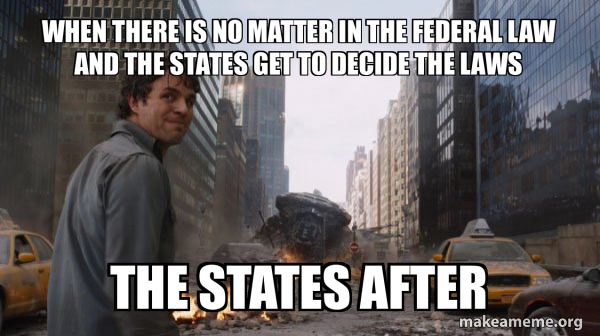 When there is no matter in the federal law and the states get to decide ...
