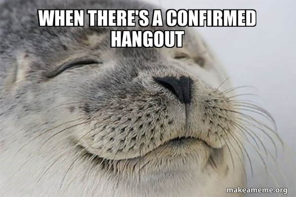 When there's a confirmed hangout - Satisfied Seal Meme Generator