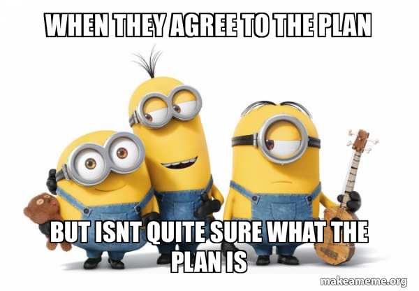 WHEN THEY AGREE TO THE PLAN BUT ISNT QUITE SURE WHAT THE PLAN IS ...