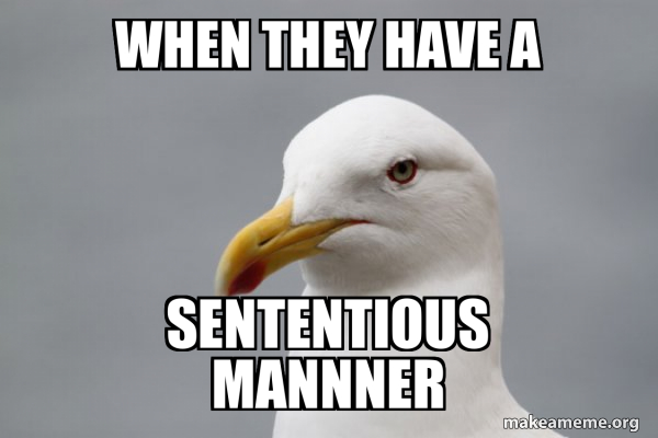 When they have a sententious mannner - Stuff That Didn't Happen Seagull ...