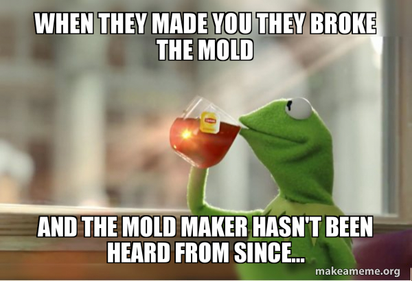 When they made you they broke the mold and the mold maker hasn't been ...