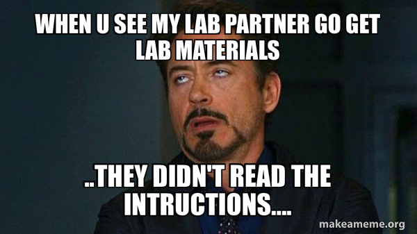 Lab Partner Memes Me And My Chem Lab Partner Were Besties > Follow